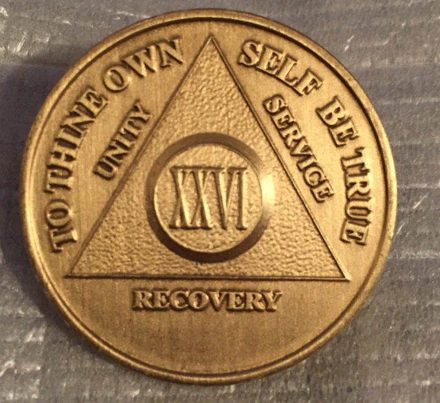 ALCOHOLICS ANONYMOUS 26 Year Recovery Coin Chip Medallion Medal Token ...