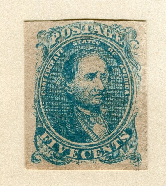 USA CONFEDERATE STATES; Fine forgery of the 1861 Davis Imperf 5c. issue ...