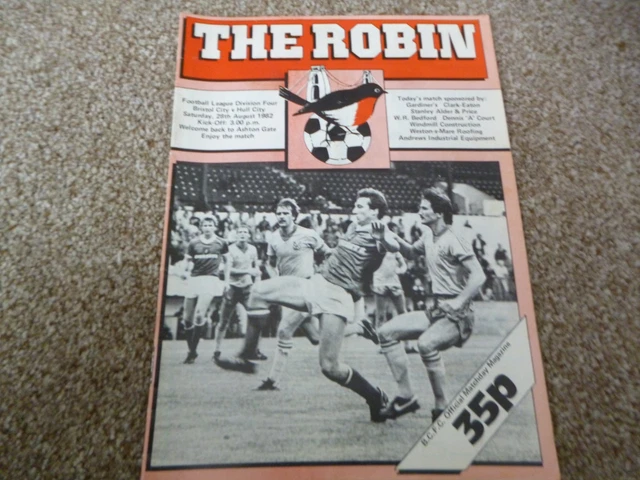 BRISTOL CITY V Hull City Saturday 28Th August 1982 Division 4 £1.43 ...
