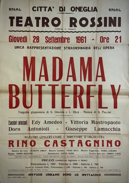 TEATRO ROSSINI (ONEGLIA) -Madama Butterfly-Poster originale ...