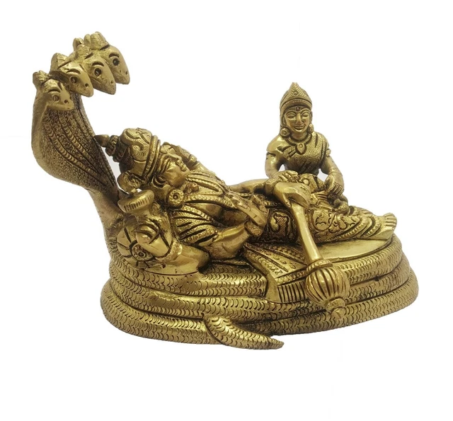 LAITON VISHNU LAKSHMI Narayan 8 sur Cobra Snake Sculpture faite à la ...