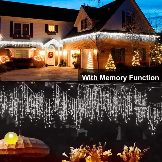 CHRISTMAS LED ICICLE Falling Rain Curtain Fairy String Lights Outdoor ...