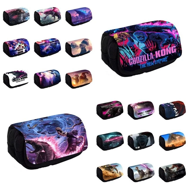 3D GODZILLA VS Kong Pencil Case Double Layer Large Student Pen Bag ...