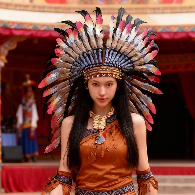 NATIVE AMERICAN INDIAN Headdress Adults Headpiece for Festival ...