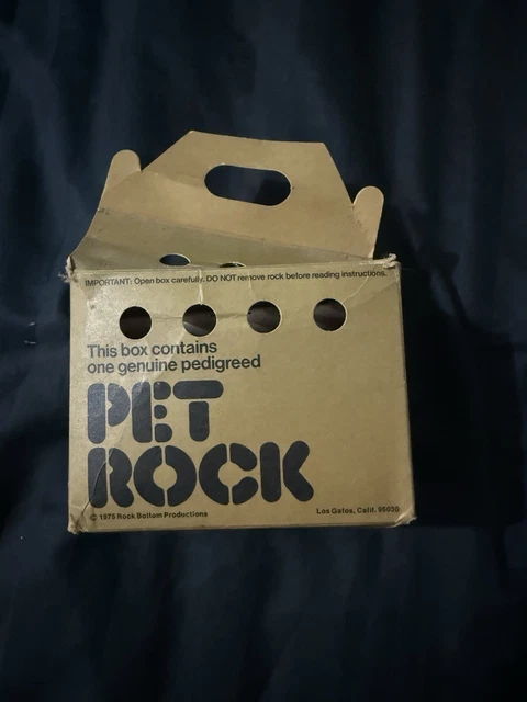 VINTAGE 1975 PET Rock Original Box w/ Rock & Straw Authentic Gary Dahl ...