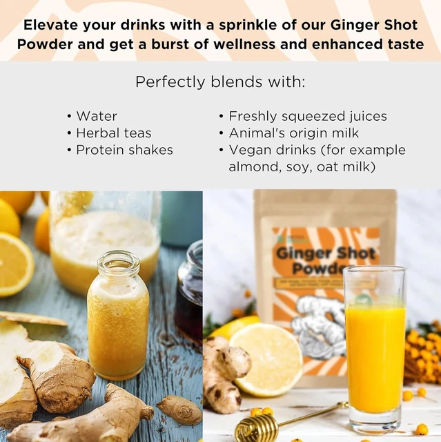 DETOX ORGANICA GINGER and Turmeric Shot Powder 100g- Ginger Shots with ...