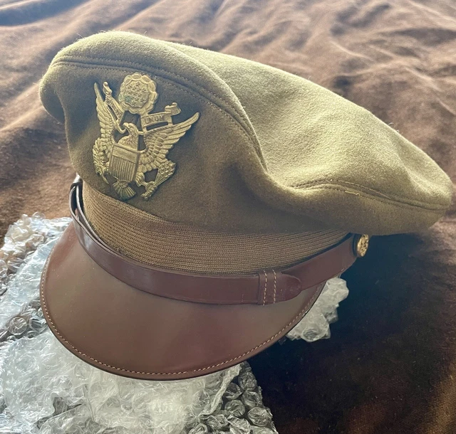 ORIGINAL WW2 USAAF US Army Officers Felt Peaked Cap 7 1/4 £160.00 ...