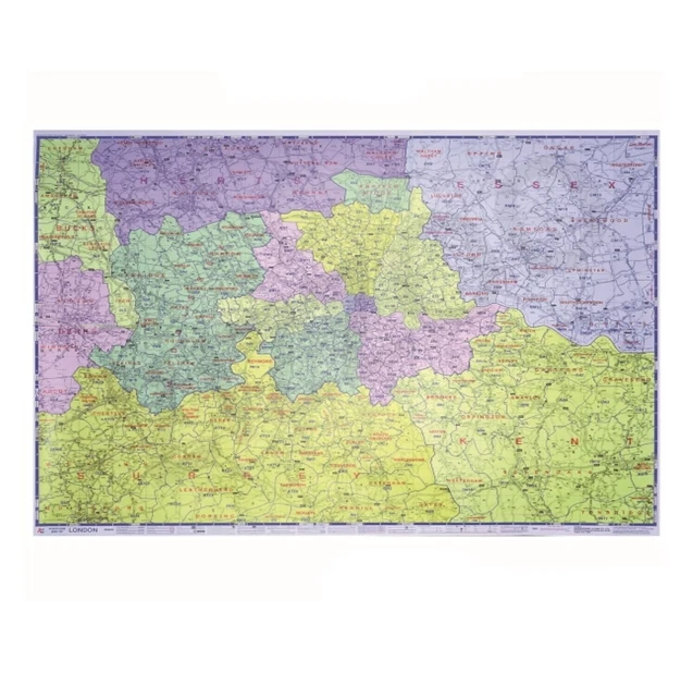 LONDON WALL MAP Postcode And Borough Map Laminated Large 1170 X 910mm £ ...