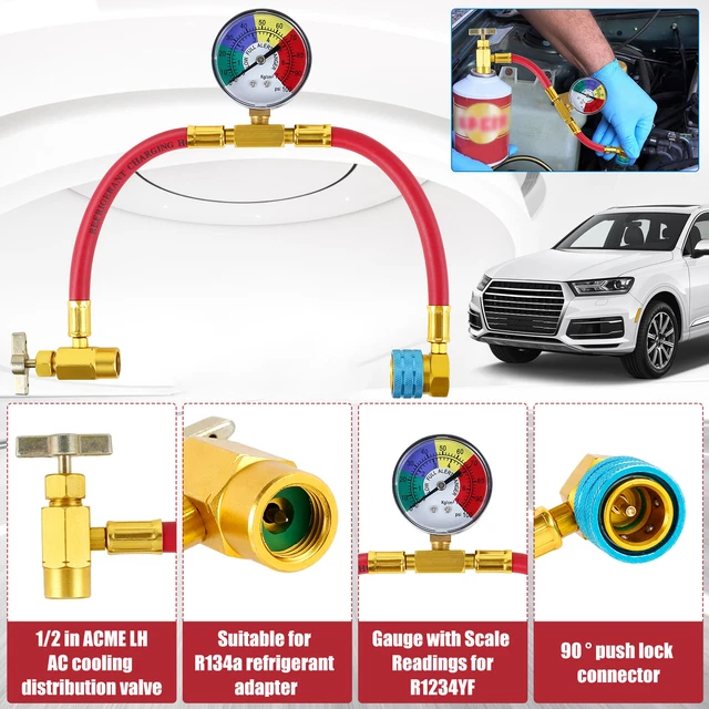 R1234YF REFRIGERANT CHARGE Hose Refrigerant Recharge Pipe Kit with 1/2 ...
