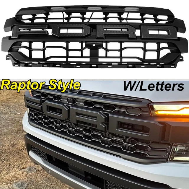 FRONT GRILLE FOR 2024 2025 Ford F150 Raptor Style Matte Black W/Letters ...
