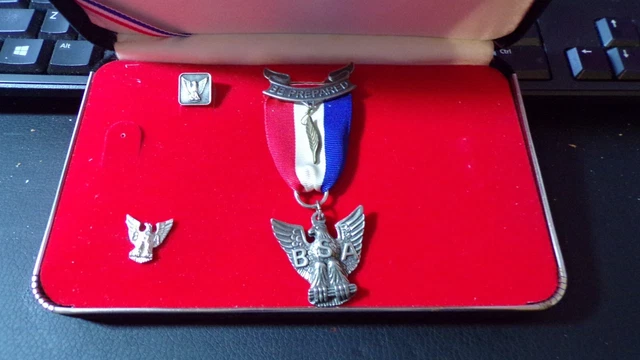 BOY SCOUTS OF America Eagle Scout Medal W/Ribbon + 2 Pins In Presentation Box £56.29 - PicClick UK