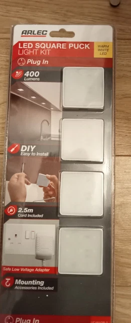LED SQUARE PUCK Light Kit Plug In Warm White £11.12 - PicClick UK