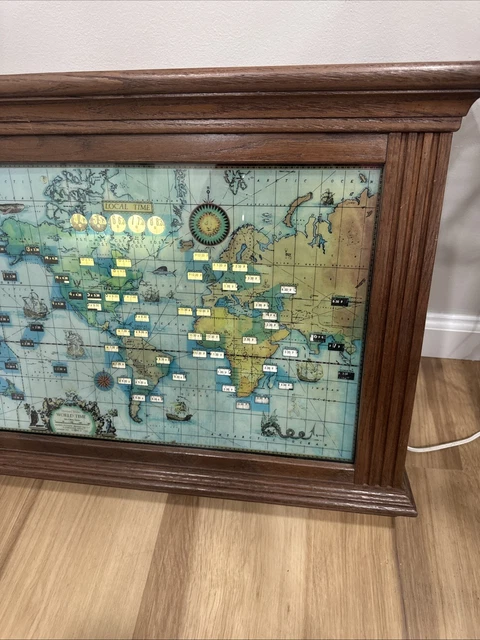 RARE VINTAGE 1959 Howard Miller WORLD TIME Zone Lighted Wall~Shelf ...