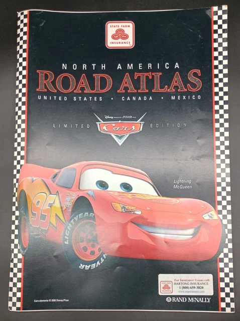 DISNEY PIXAR CARS Lightning McQueen North America Road Atlas Map Guide ...
