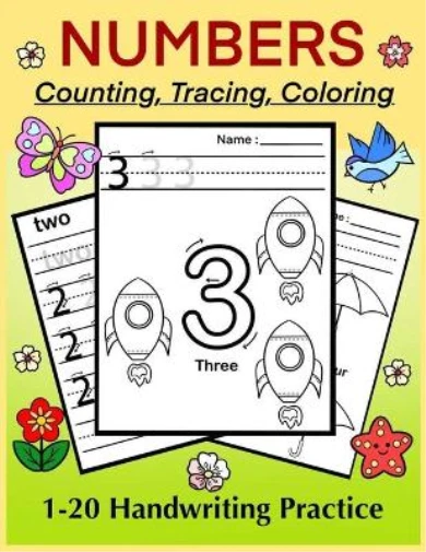 NUMBERS - COUNTING, Tracing, Coloring. 1-20 Handwriting Practice (Poche ...