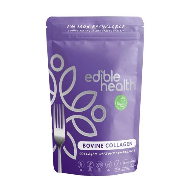 EDIBLE HEALTH PREMIUM Collagen Powder Types 1 and 3 Protein Peptides 18 ...