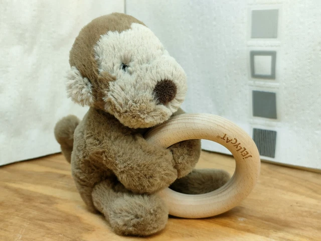 JELLYCAT 5& SHOOSHU Monkey Rattle Wooden Ring Toy Plush Soft Toy ...