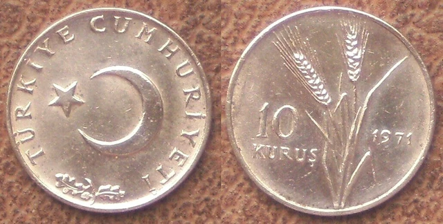 10 KURUS MÜNZE/COIN Turkiye Cumhuriyeti/Türkei 1971 EUR 1,00 - PicClick DE