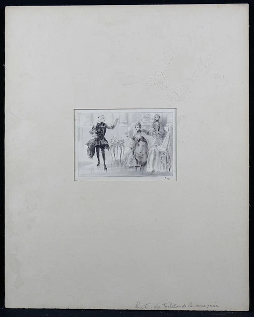LOUIS MORIN (1855-1938) 2 dessins toilette de la marquise et orchestre ...
