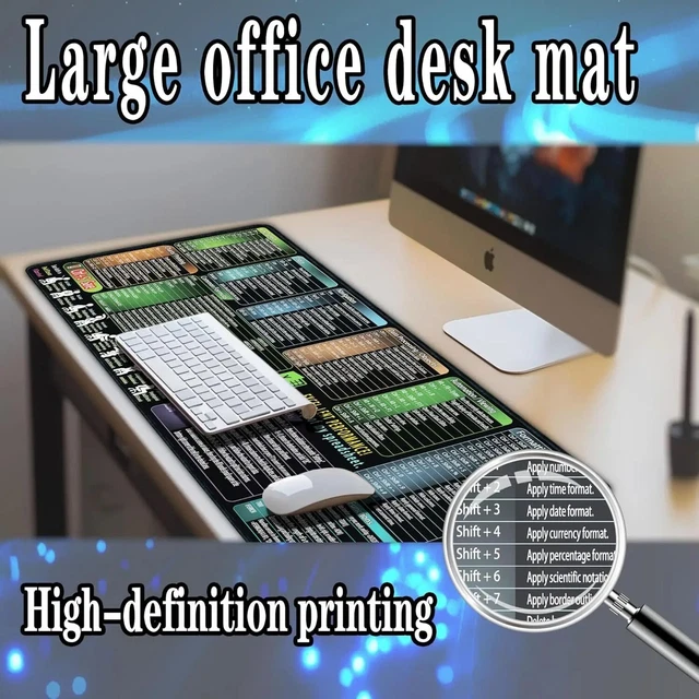 EXCEL/WORD/POWER POINT/WINDOWS CHEAT Sheet Desk Pad Large Gaming Office ...