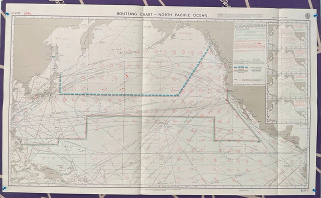AMIRAUTÉ 5127 (4) Routeing Chart-North Pacific Océan Carte Vintage ...