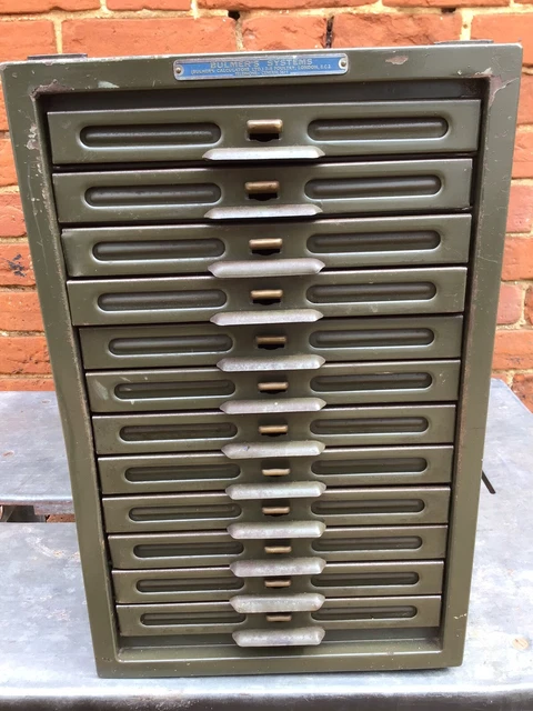 ANTIQUE METAL MULTI-DRAWER Filing Cabinet, Table Top Cabinet By Bulmers ...
