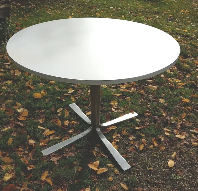 TABLE RONDE ROSALIE design vintage scandinave 60-70 pied alu dlg Knoll ...