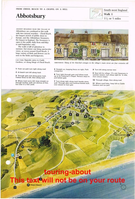 ABBOTSBURY DORSET VINTAGE Walking Route & Map circa 1975 #01 £3.49 ...