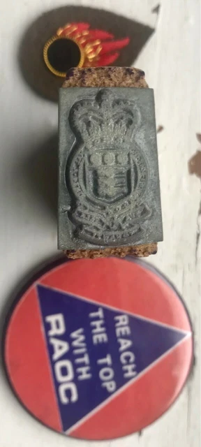 VINTAGE RAOC CAP badge Letter Stamp Royal Army Ordnance Corps pin post ...
