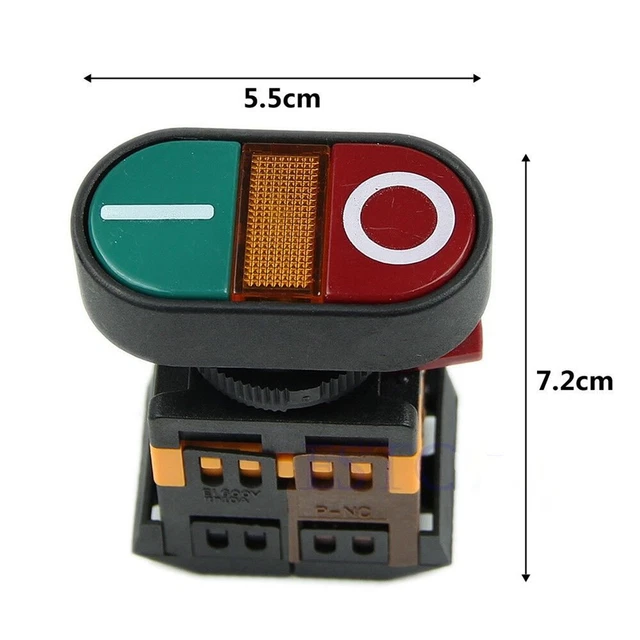 START STOP PUSH Button Light Indicator Momentary Switch Red Green Power ...