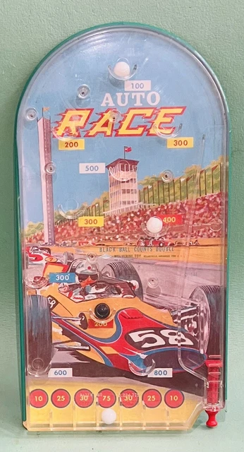 VINTAGE WOLVERINE TOY Co - Auto Racing Action Marble Pinball Game ...