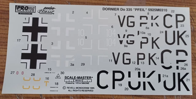 1:48 DORNIER DO 335 Pfeil Decals Pro Modeler extrem selten EUR 6,00 ...