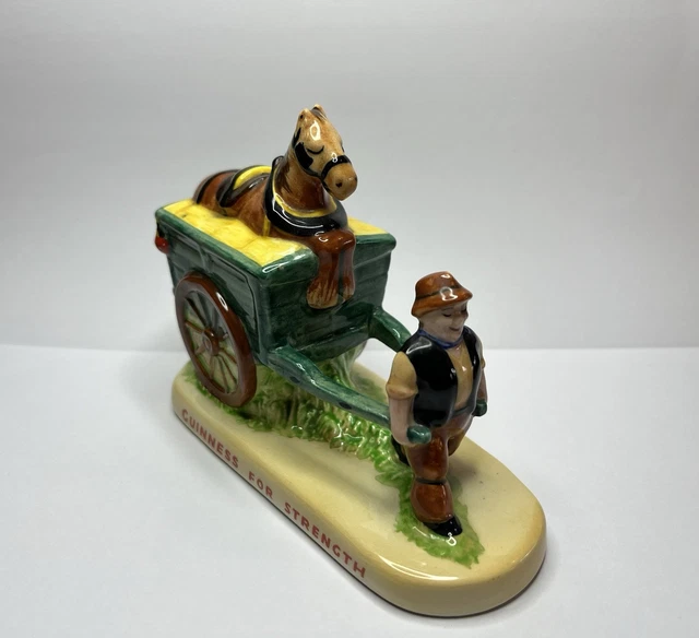 GUINNESS RARE CART Horse Drayman Figurine Pub Bar Ceramic Carlton Ware ...