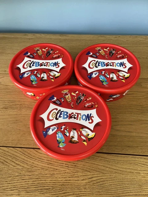 3 X CELEBRATIONS Containers Tubs empty sweet chocolates cake biscuit ...
