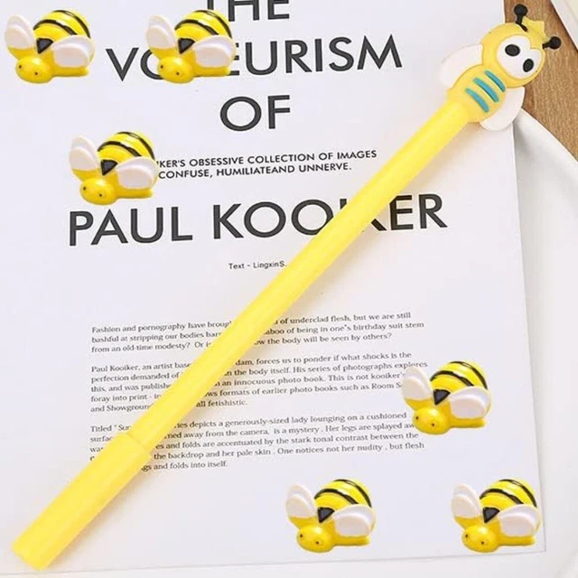 PLASTIC CUTE CARTOON Pens Yellow Black Ink Cute Bees Gel Pens Office ...