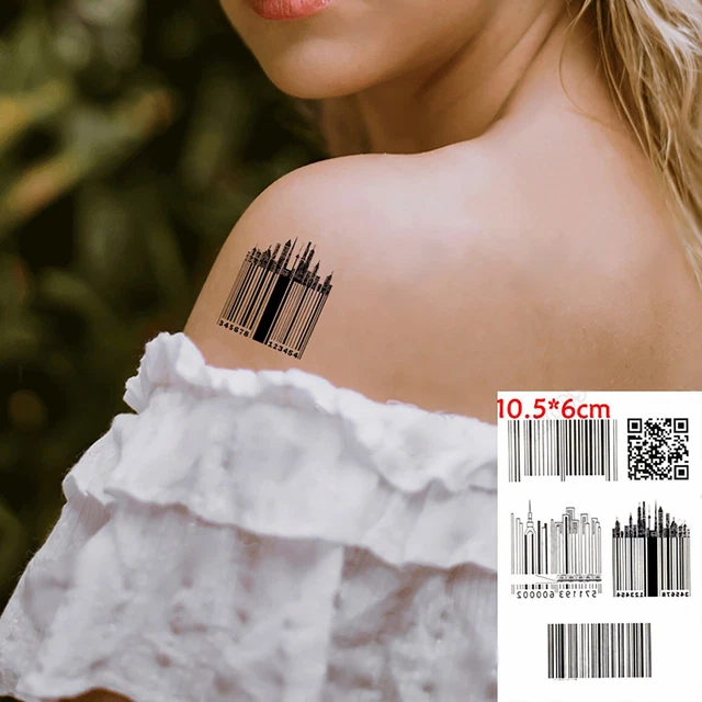 TEMPORÄRES TATTOO STRICHCODE Barcode Scancode Kode QR Code Muster Stadt City EUR 4,70 - PicClick FR
