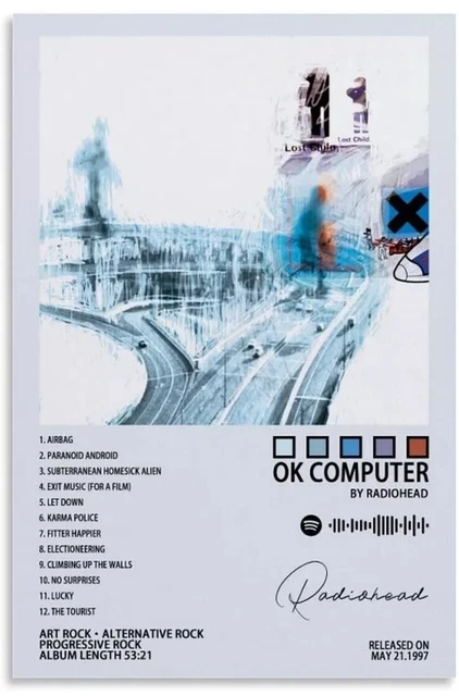 OK COMPUTER BY Radiohead Poster Album Singer Canvas Unframed 20"x30" £ ...