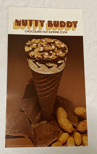 Vintage 1970s Nutty Buddy Ice Cream Parlor Poster Unused New 1976