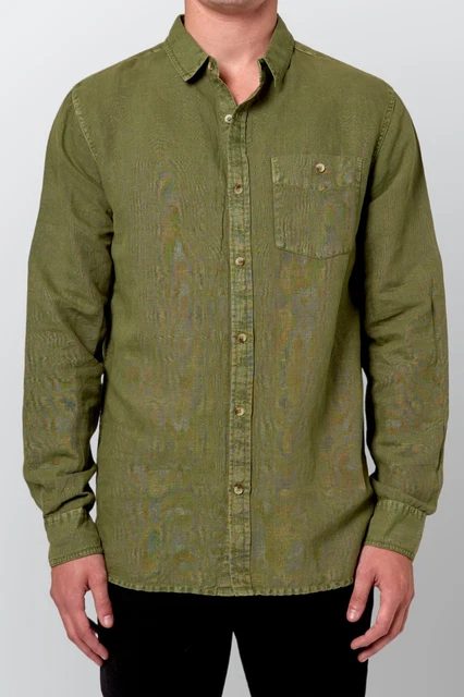 NEW ROLLA'S ROLLAS Mens Men At Work Long Sleeve Hemp Shirt - Olive $119 ...
