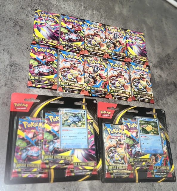 POKEMON TCG MEGA Evolution Booster Packs X10 & three Pack Blister X2 £ ...