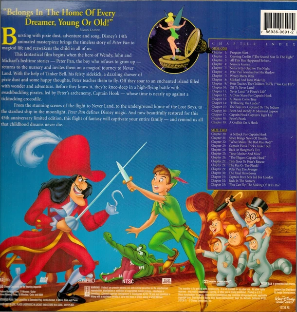 PETER PAN (LASERDISC, 1998, 45th Anniversary Limited Edition) £36.27 ...