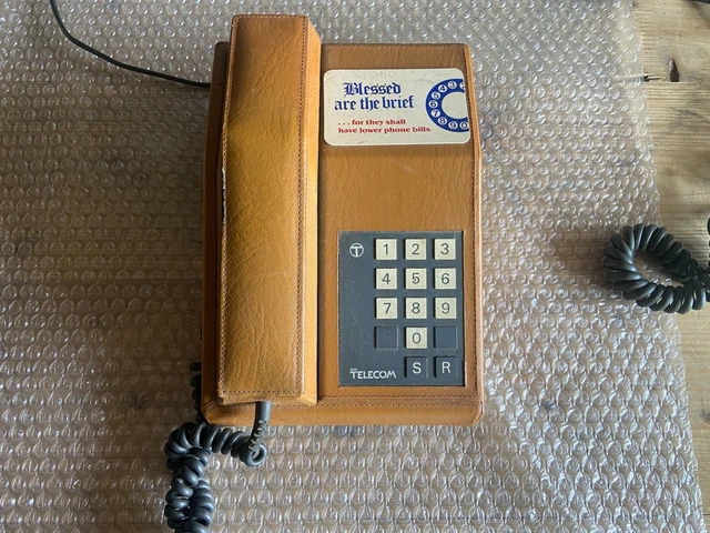 BRITISH TELECOM RHAPSODY Brown Leather Telephone Push Button £19.99 ...