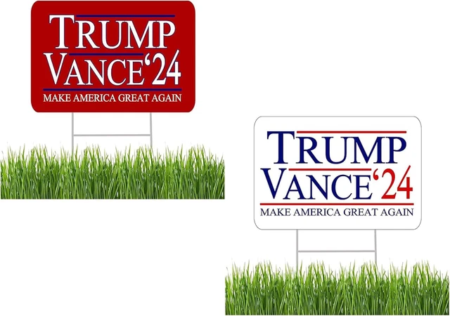 TWO TRUMP JD Vance 2024 Yard Signs with H Stake Double Sided Bundle for Presiden $37.99 - PicClick