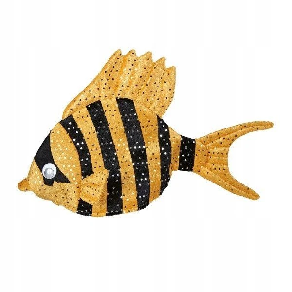 TROPICAL FISH HAT Black Orange Sequins Unisex Adult Fancy Dress ...