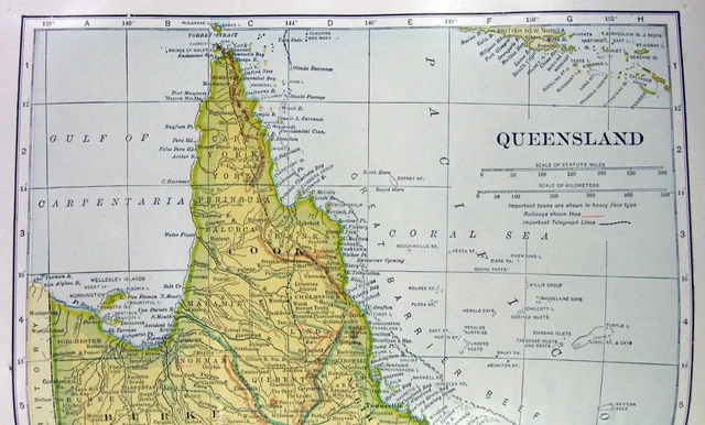 ORIGINAL 1912 MAP of Queensland, Australia by L. L. Poates £13.07 ...
