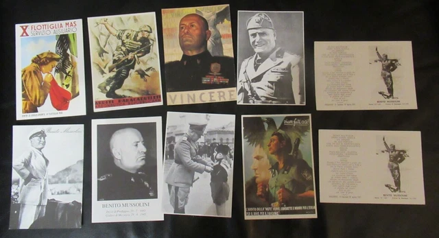 10 CARTOLINE-MUSSOLINI-ARDITI-CENTRI ARRUOL. X° FLOTTIGLIA MAS-DUCE ...