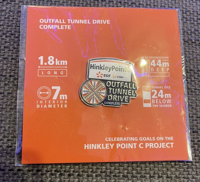 HINKLEY POINT C Project Pin Badge Outfall Tunnel Drive Complete £9.99 ...