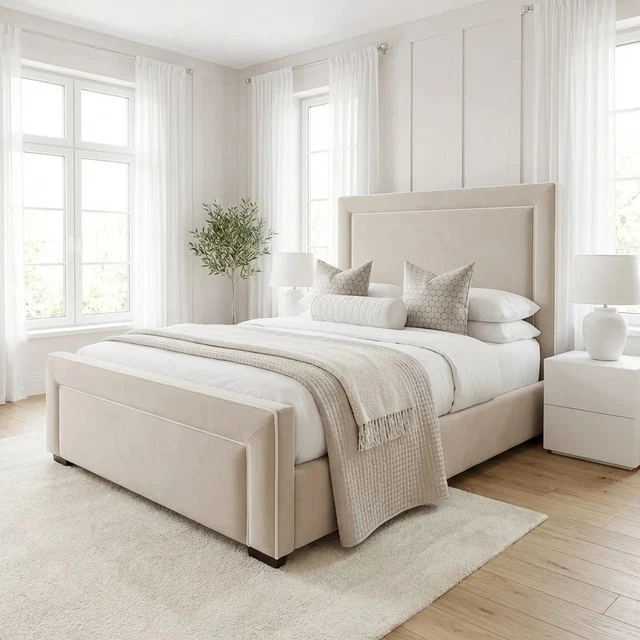 NEW PIPPING BED Frame Plush Velvet Upholstered Gas Lift Storage ...