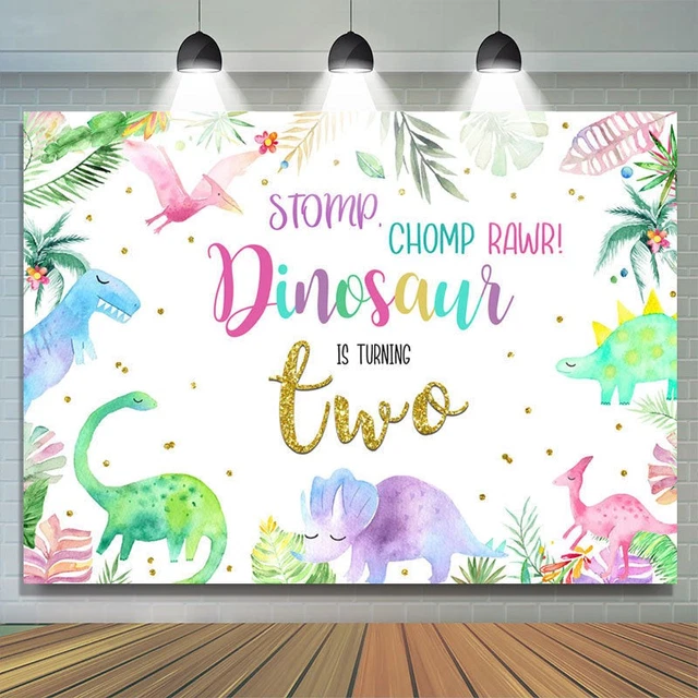 STOMP CHOMP RAWR Dinosaur Is Turning Two Birthday Backdrop $36.09 ...