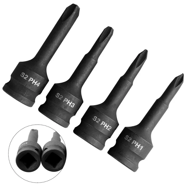 BLACK CROSS SCREWDRIVER Bit Impact Drive Socket Adapter Head PH1 PH2 ...